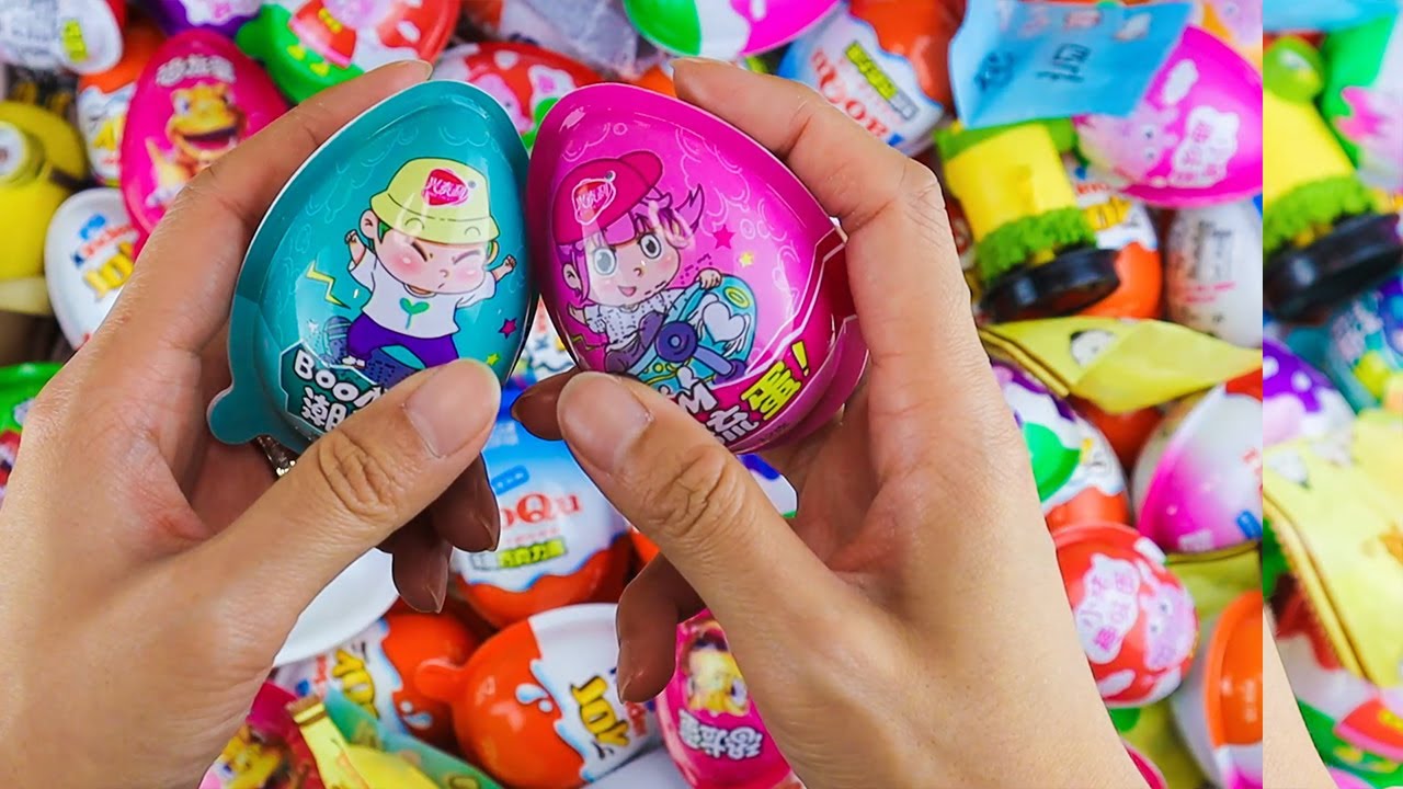 100 Open New Kinder Joy Surprise Eggs | ASMR Satisfying video | A Lot ...