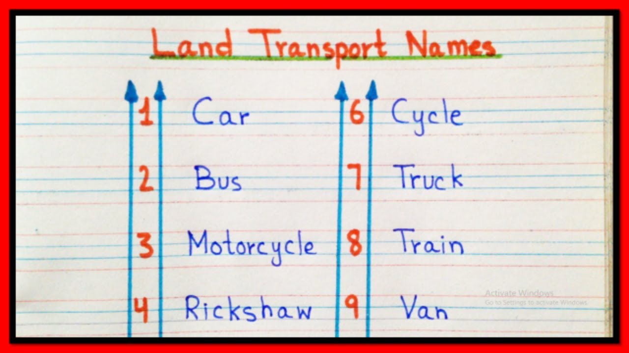 Land transport names | land transport | 10 land transport - YouTube