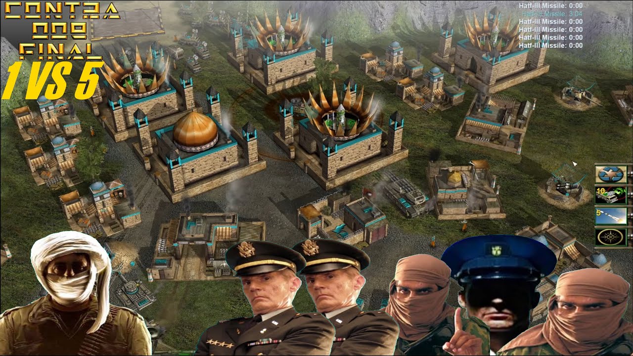 C&C Generals Contra 009 Final 1 VS 5 Insane AI (Long-term siege) - YouTube