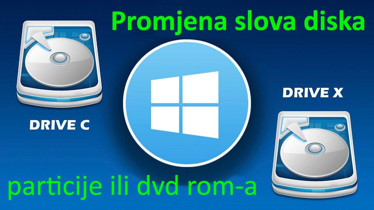 Promjena oznake diska ili particije - odabir slova za disk - YouTube