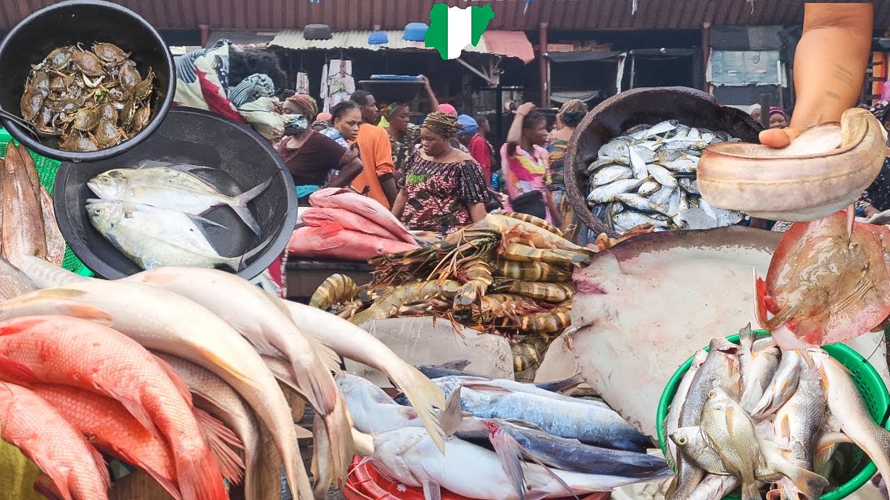 Makoko Seafood Market in Lagos, Nigeria, West Africa. Cheap Rural Fresh ...