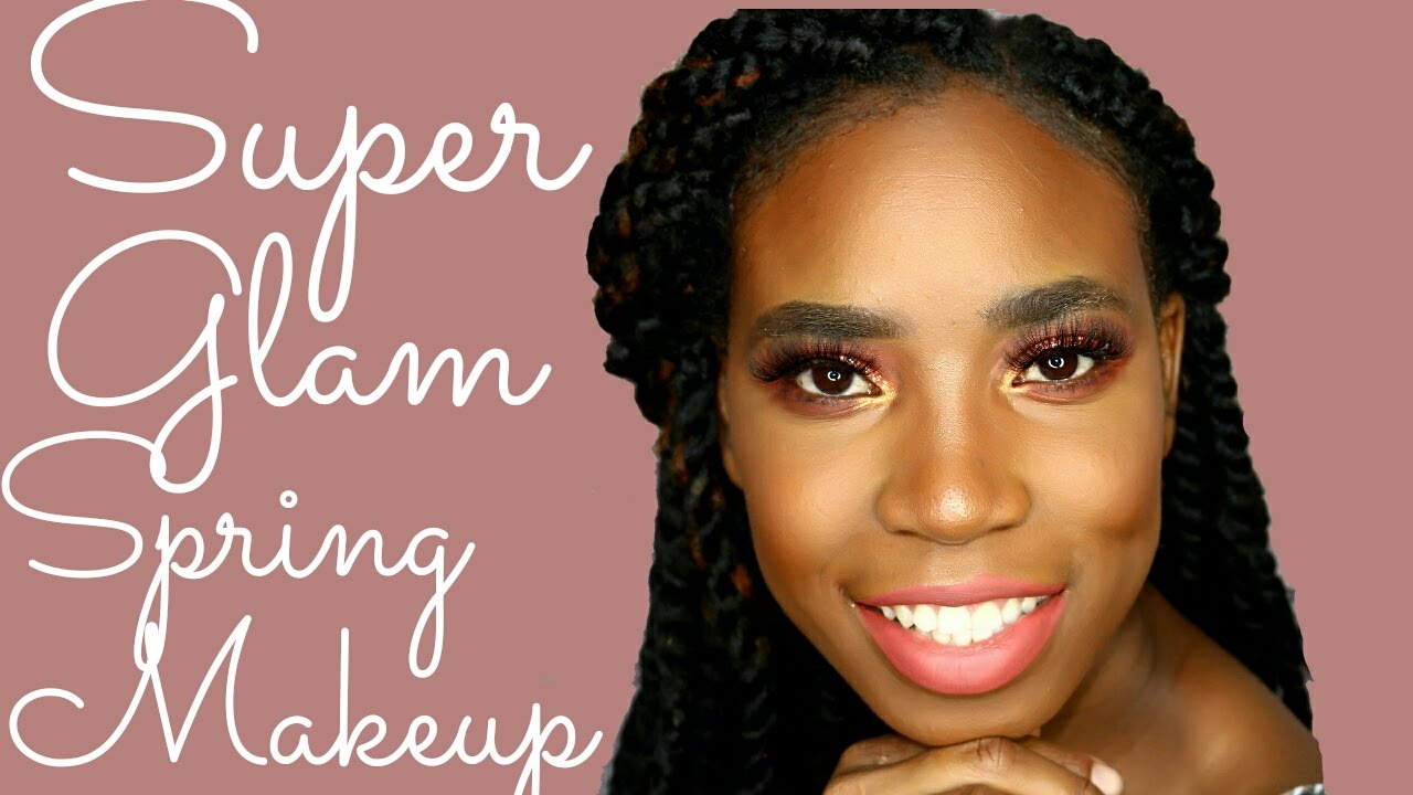 SUPER GLAM/ PEACHY ORANGE/GLOWY SPRING MAKEUP LOOK - YouTube