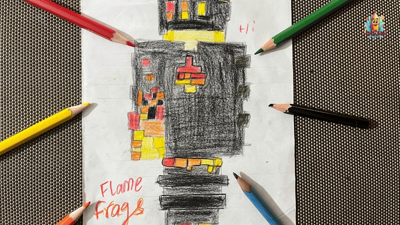 🎨 12-Year-Old Draws Minecraft! How to Draw Flame Frags (Easy Minecraft ...