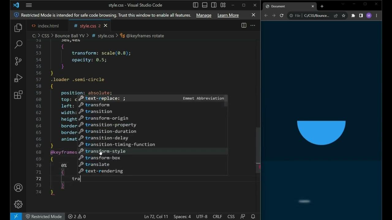 Bouncing Ball Animation In Css In 6 Minutes Coding Mv Step By Step Tutorial Youtube