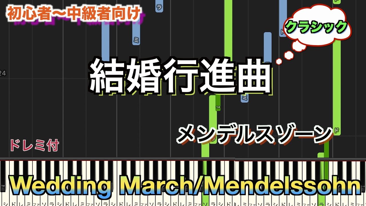 結婚行進曲 メンデルスゾーン(wedding March Mendelssohn )【初心者向け簡単ピアノ】piano Cover