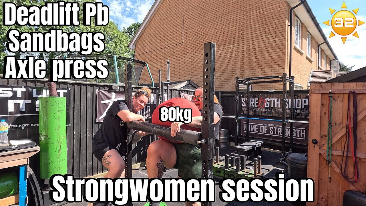 Big strongman events session w/Strongshan | Deadlifts | Sandbags | Axle ...