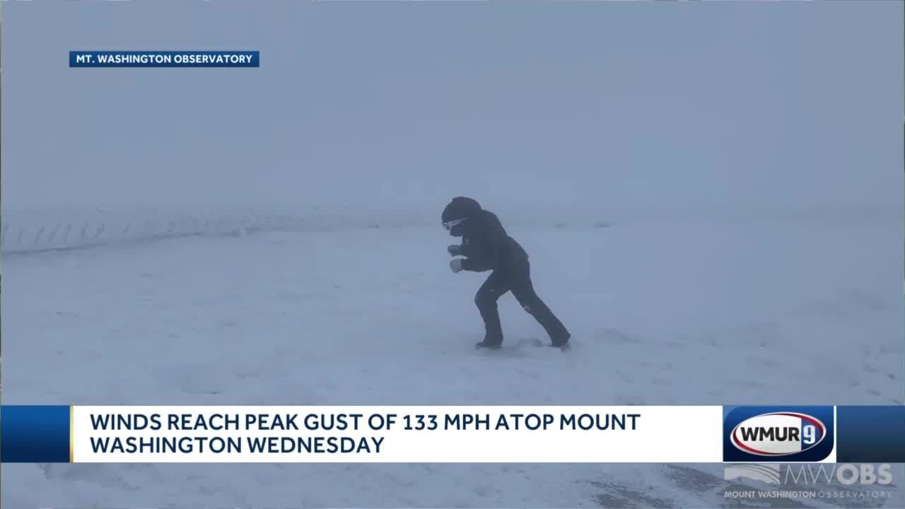 Winds reach peak gust of 133 mph atop Mount Washington on Wednesday ...