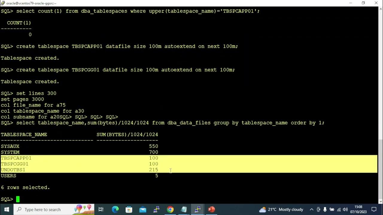 Steps to create a tablespace in oracle database - YouTube