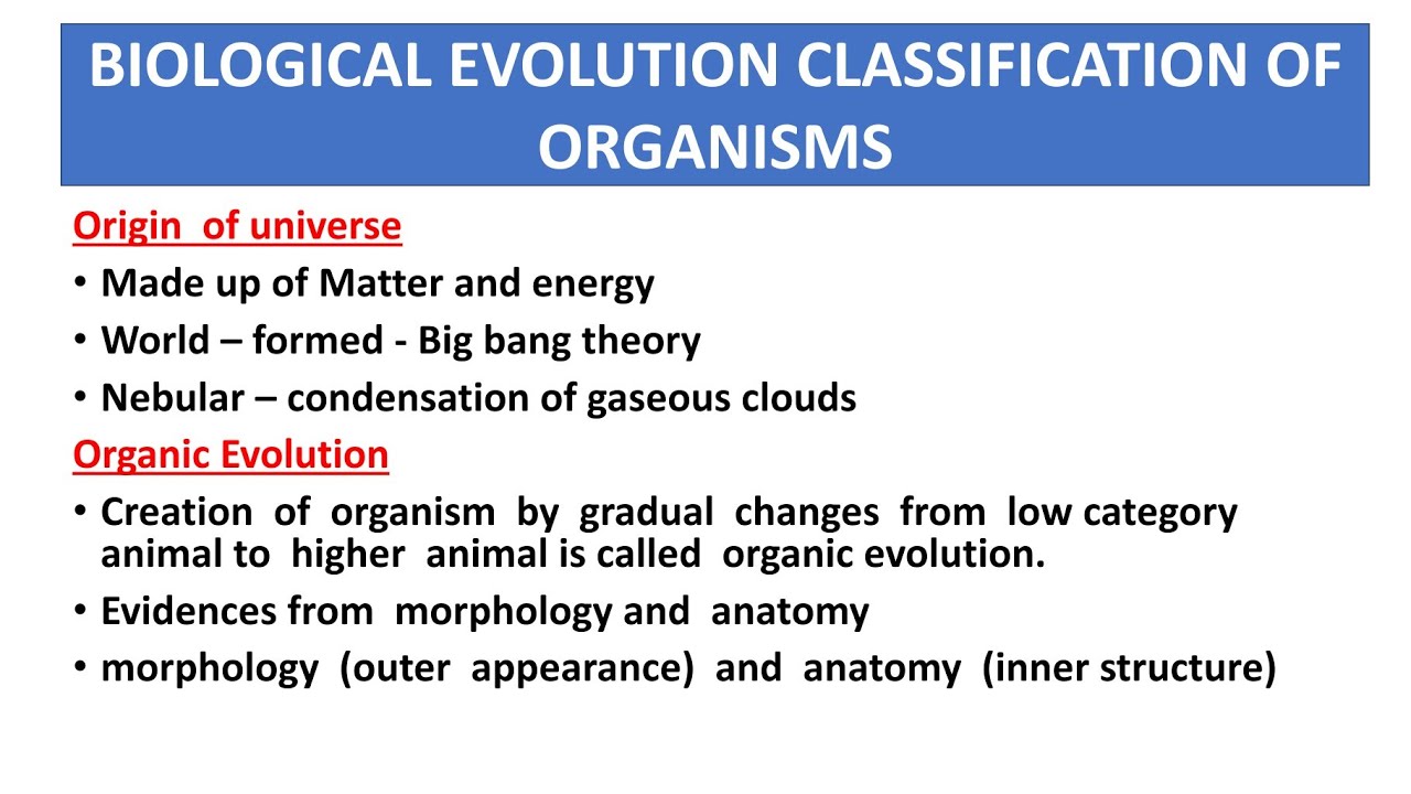 Unit - 1 || CLASSIFICATION OF LIVING ORGANISMS & EVOLUTION Part -1 ...