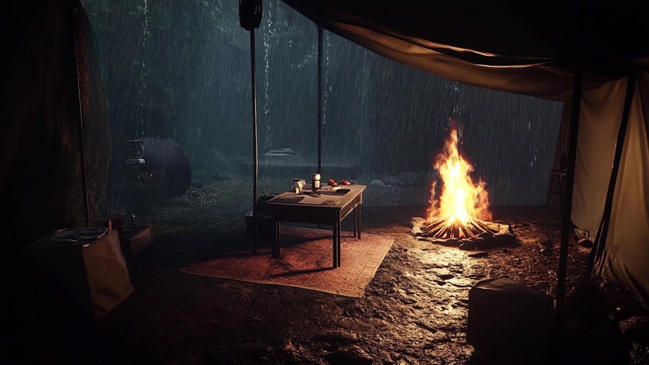 Sleep Instantly With The Sound Of Rain & Fire In The Cozy Cave | Healing Stress, Deep Sleep ...