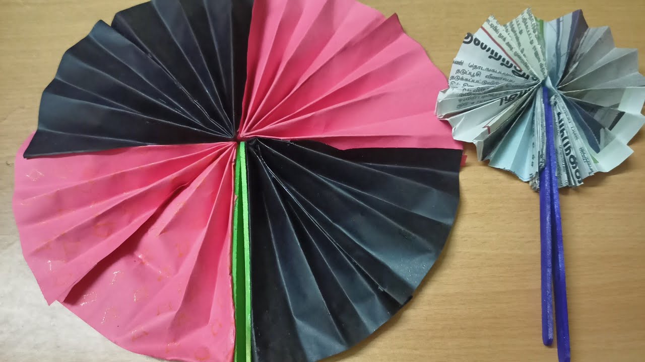 Double colours hand fan/hand fan part 2/easy way craft idea 💡💡💡💡# ...