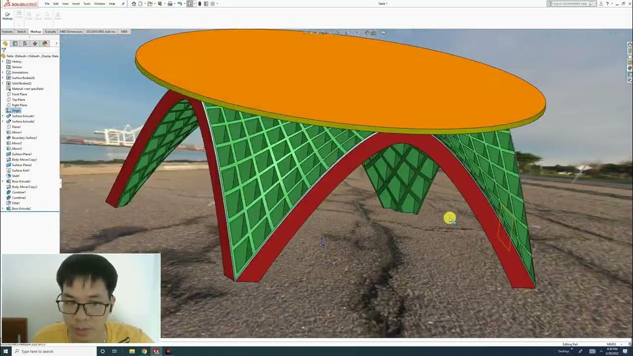 Instructions for designing the round table by Solidworks software - YouTube