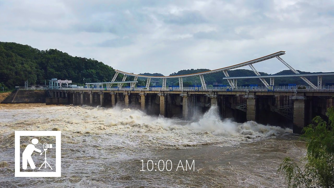 [4K] 팔당댐 수문 개방 방류 1시간 l Water Discharge Release from Paldang Dam 1 Hour ...