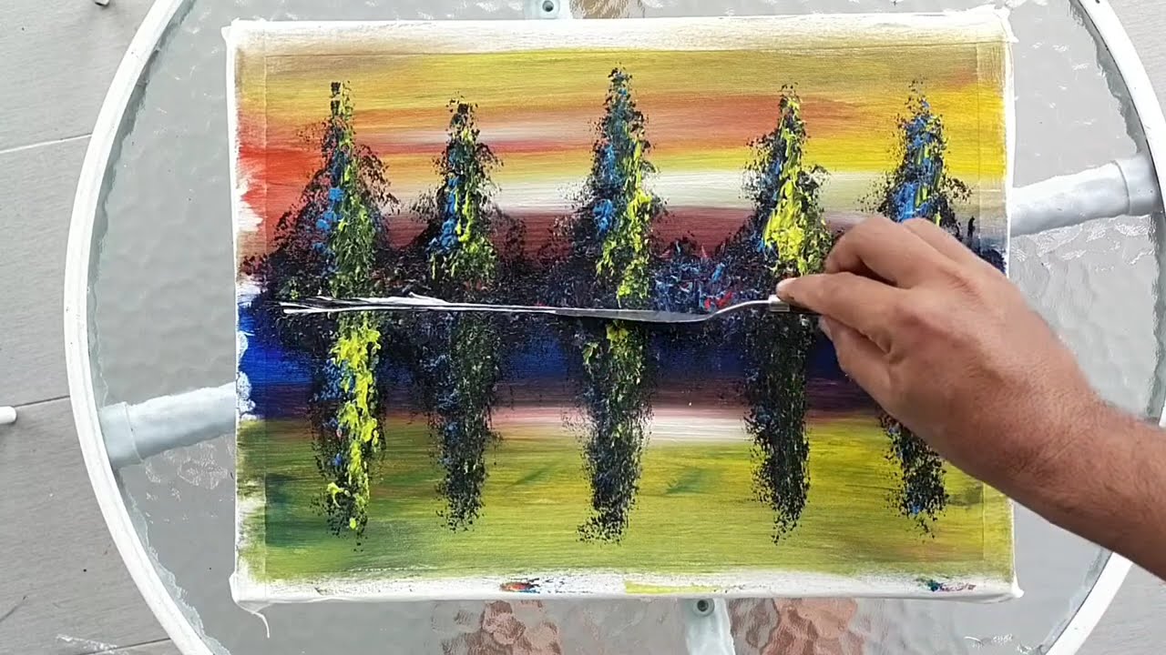 Catan Abstrak Pemandangan | acrylic painting #001 - YouTube