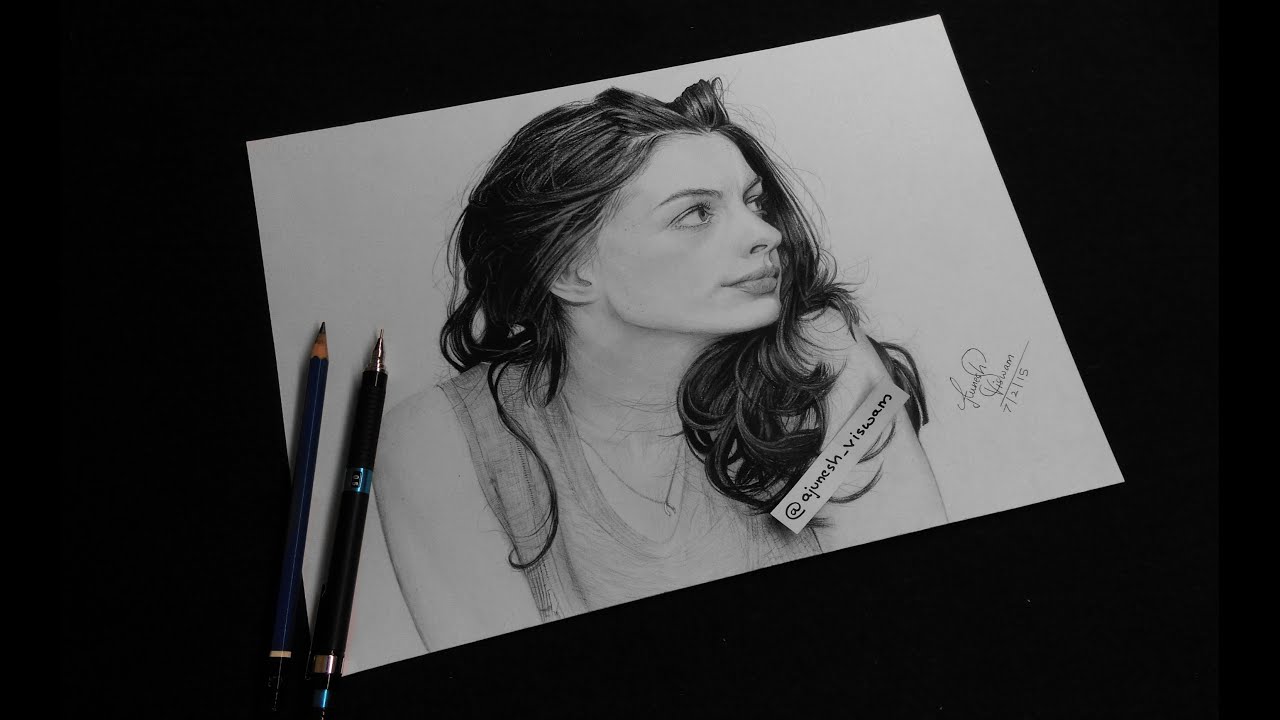 Drawing Anne Hathaway - YouTube