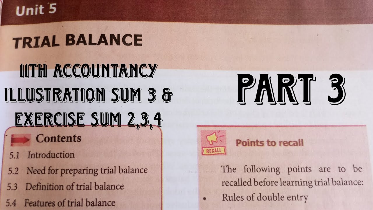11th Accountancy unit 5 illustration sum 3, Exercise sum 2,3,4 - YouTube