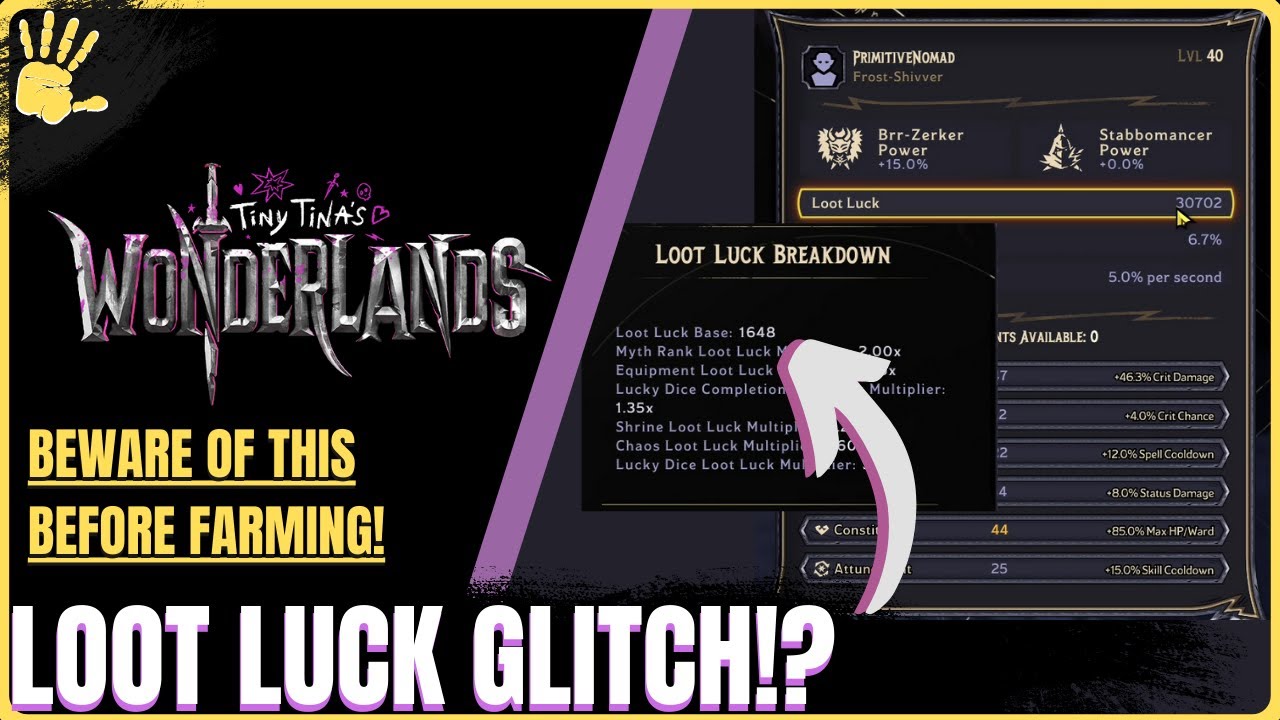 Tiny Tina's Wonderlands | LOOT LUCK BUG! THIS NEEDS A PATCH! # ...