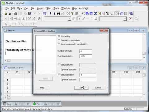 Binomial Distribution Example in Minitab - YouTube