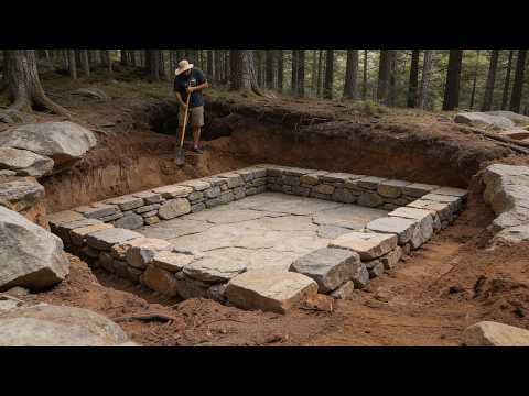 How This Man Built a Stone Cabin in the Forest with Primitive Tools | Start to Finish