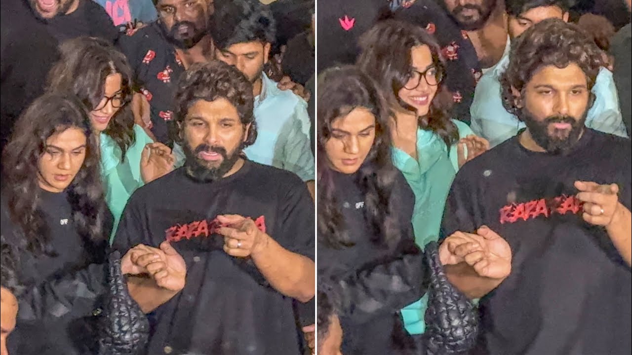 Pushpa 2 The Rule Allu Arjun with Sneha Reddy entry at Sandhya Theatre ...