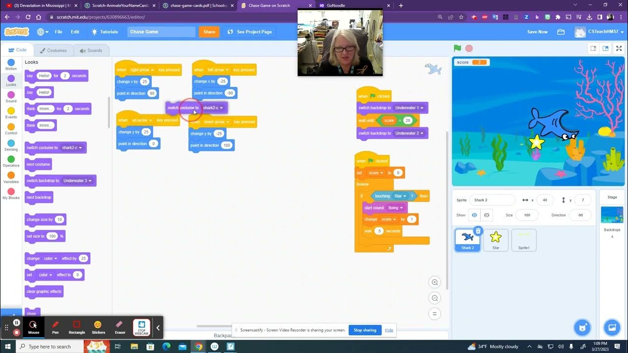 Chase Game - changing the directions of your sprite to match the arrows ...