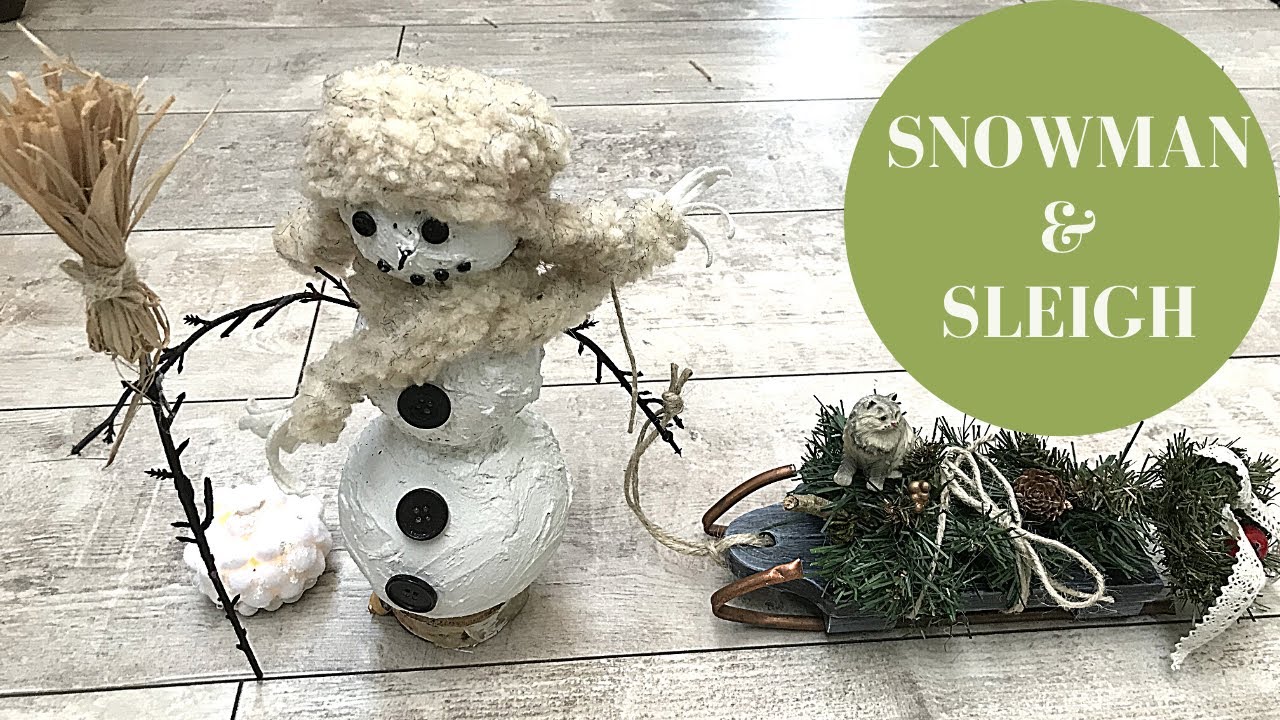 DIY RUSTIC SNOWMAN WITH SLED RUSTIC FARMHOUSE SCANDINAVIAN DECOR USEFUL ...