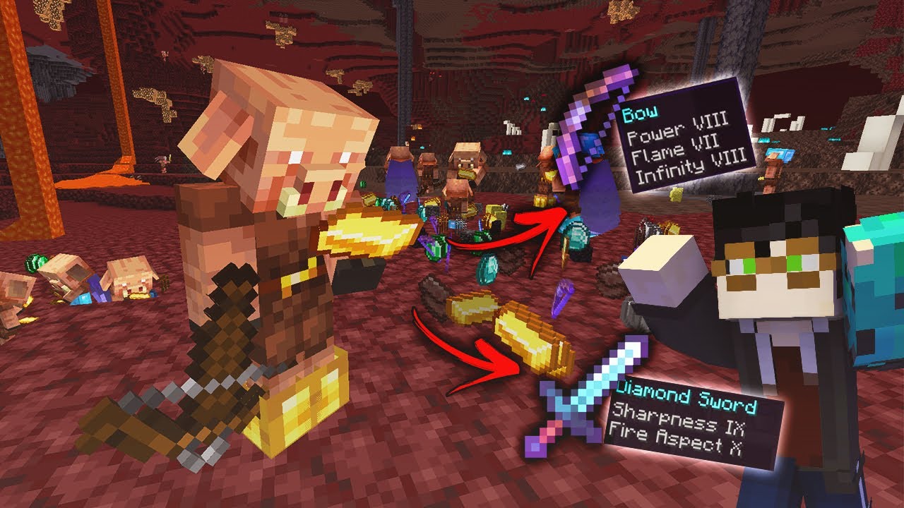 MINECRAFT Tapi TRADING PIGLIN DROP ITEM YANG OVERPOWER PARAH!! - YouTube