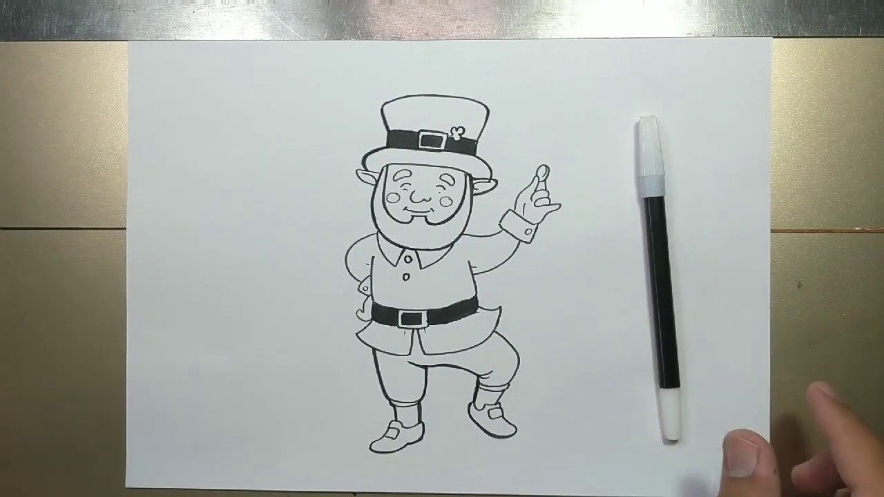 How to draw LEPRECHAUN in 5 minutes - YouTube