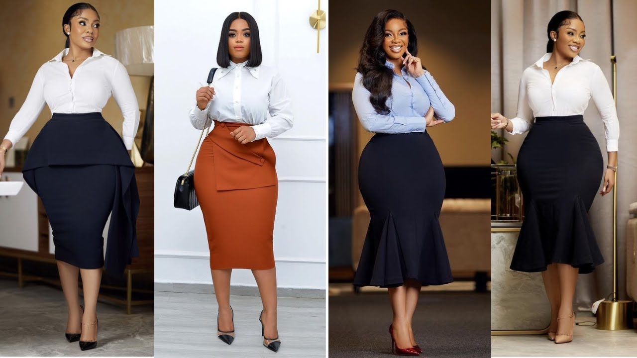 Elegant Official Skirt outfit for ladies; Office outfit for ladies ...