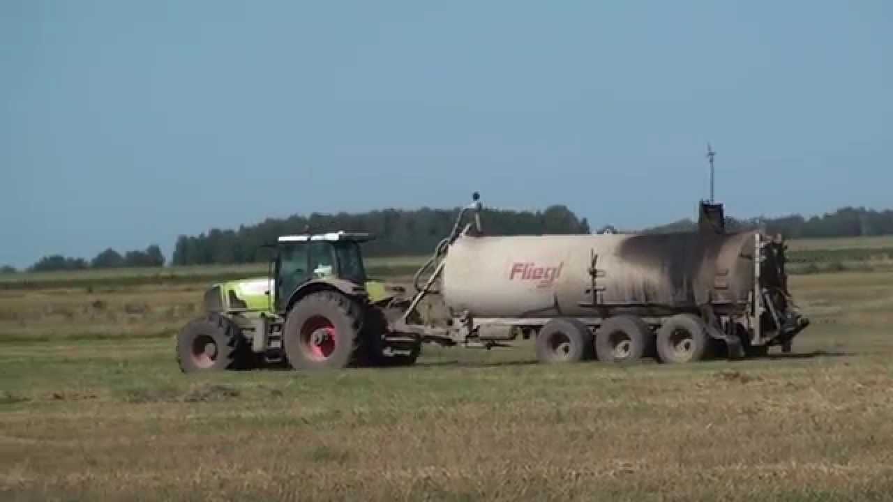 CLAAS ATLES 936 RZ c FLIEGL внесение навоза перед вспашкой. - YouTube