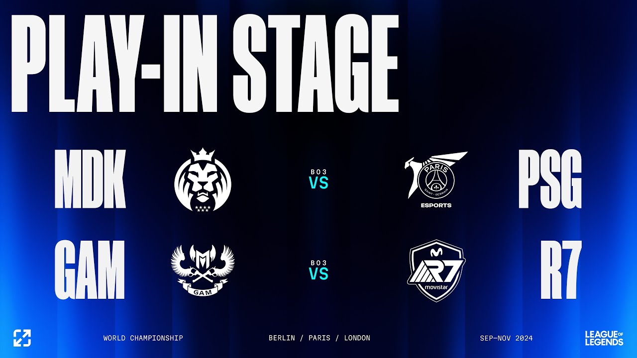 Worlds 2024 | PLAY-IN STAGE DAY 3 | MDK vs PSG - GAM vs R7 - YouTube