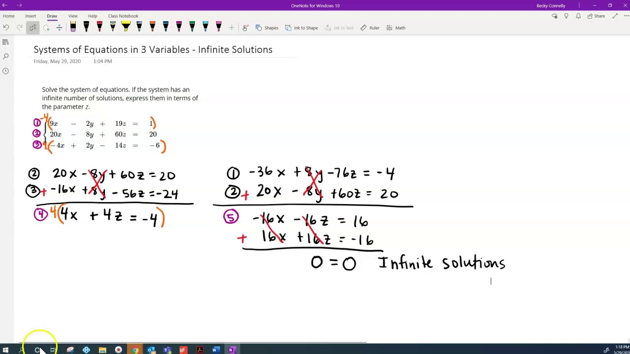3x3 System of Equations - Infinite Solutions - YouTube