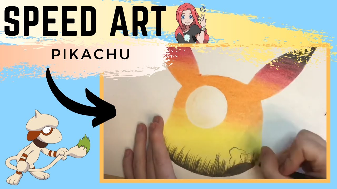 Pikachu Sunset Speed Art with Oil Pastels - Pokemon Art - YouTube
