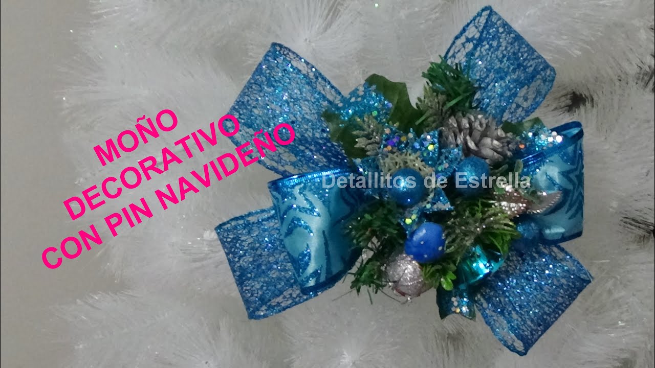 MOÑO DECORATIVO CON PIN NAVIDEÑO - YouTube