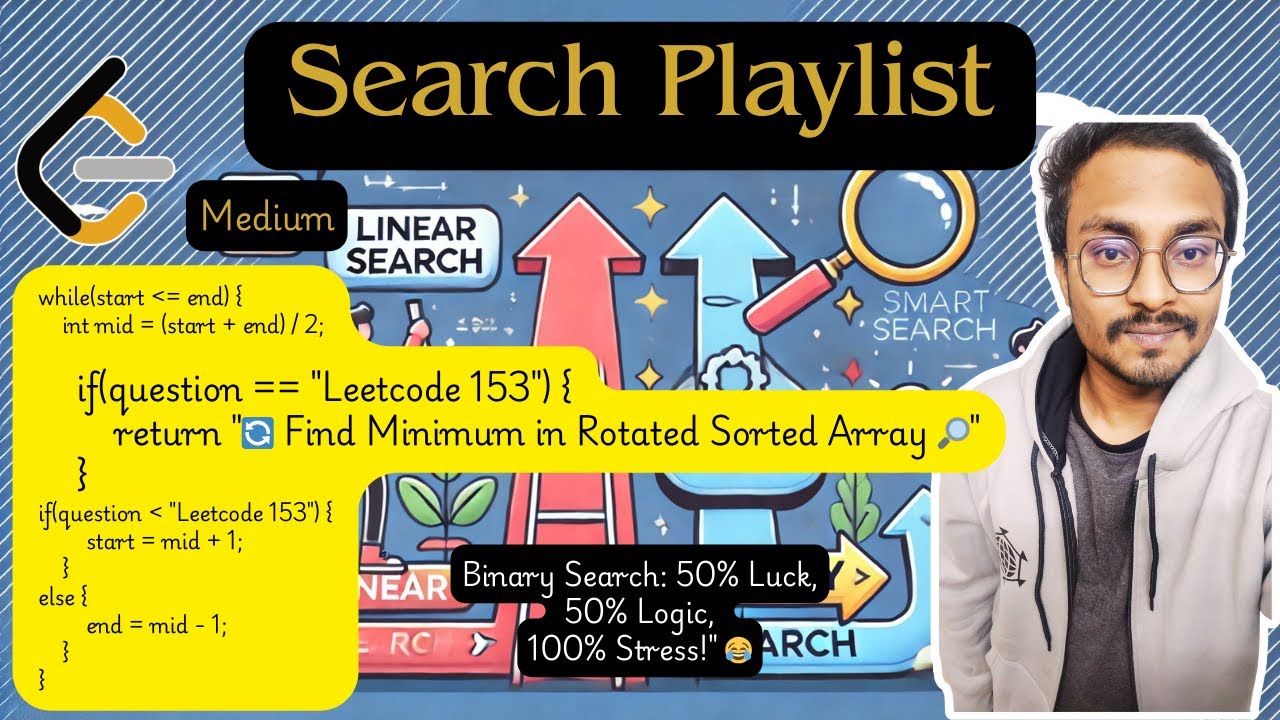 "🧮 LeetCode 153 | 🔄 Find Minimum in Rotated Sorted Array 🔎 | Binary Search Explained 🚀 | 🟠 ...