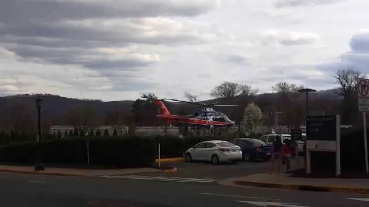 Pegasus emergency take off from old helipad at UVA - YouTube