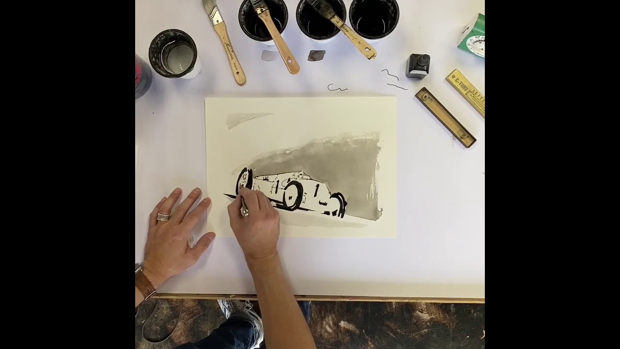 Dwight Knowlton Live Sketch of the Berndt Rosemeyer Auto Union Type C ...