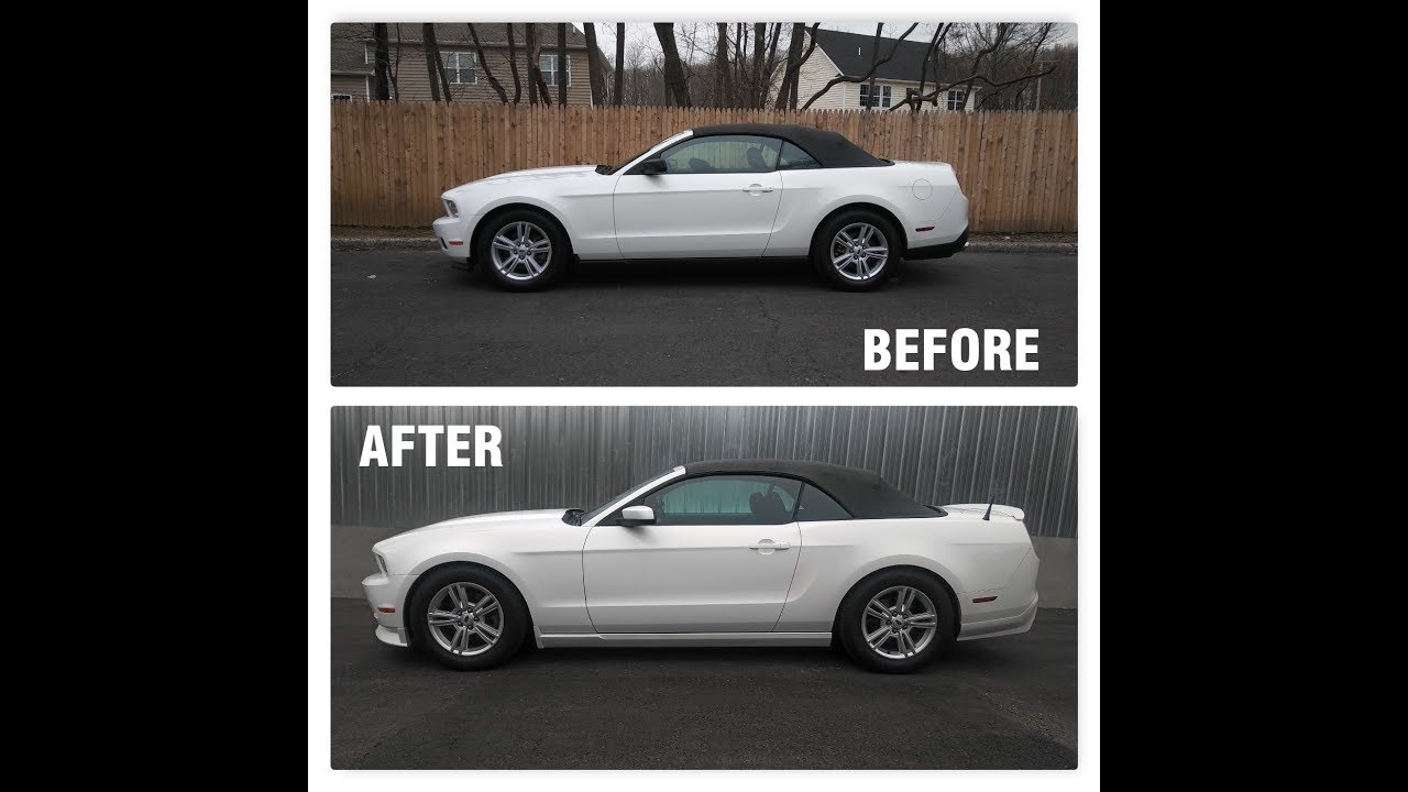 LOWERING KIT INSTALLATION ON FORD MUSTANG CONVERTIBLE 1080P FHD - YouTube