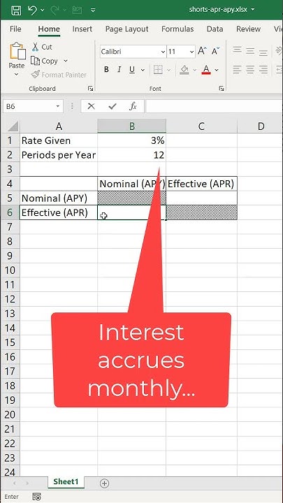 Calculate APR vs APY - Excel #Shorts - YouTube