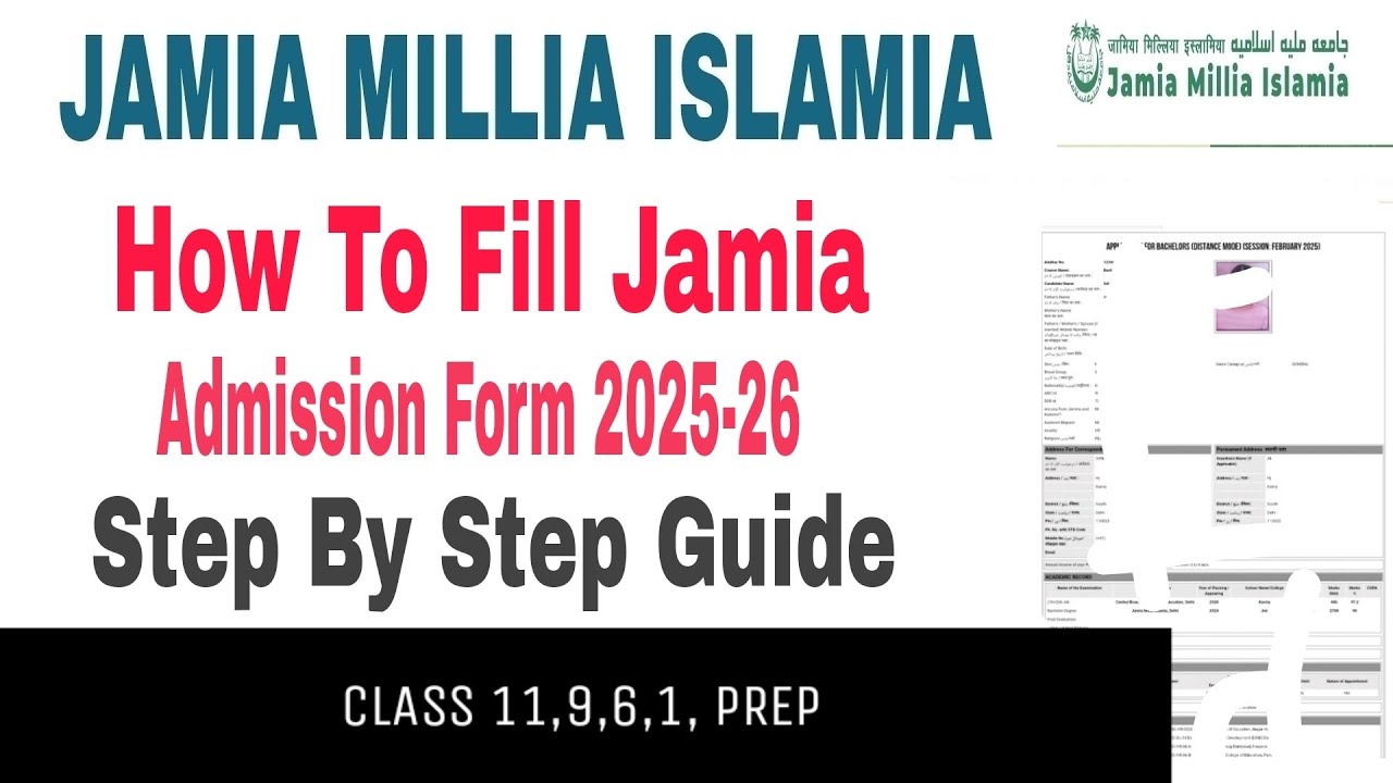How to fill jamia Millia Islamia Admission Form 2025-26 Class 11,9,6 ...