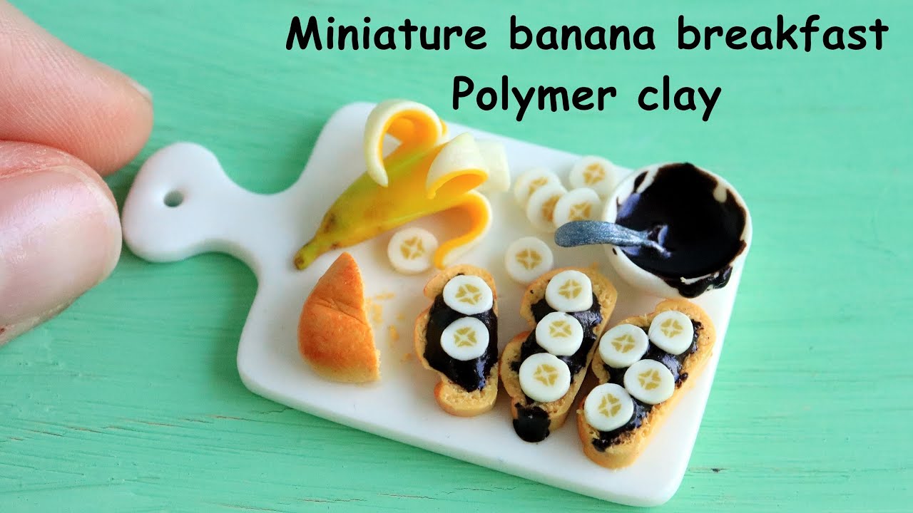 Miniature banana breakfast💛Polymer clay - YouTube