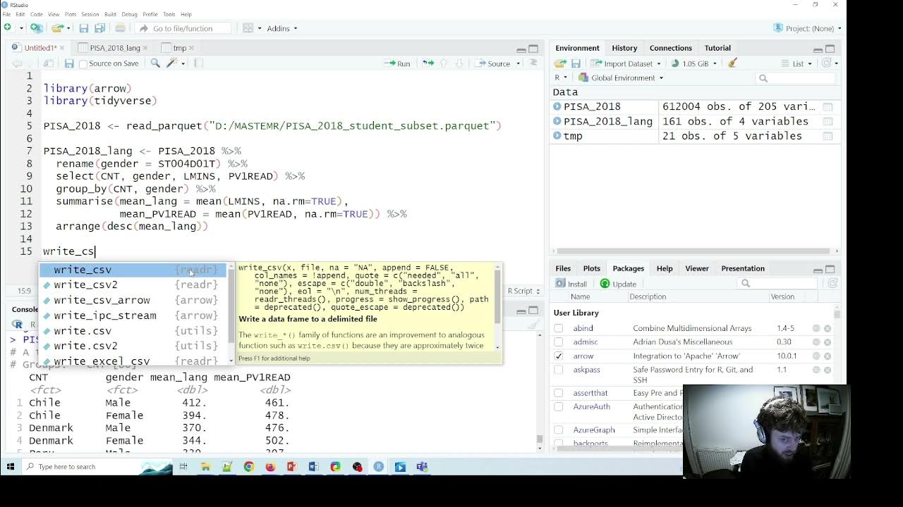 12 PISA - saving csv results in R - YouTube