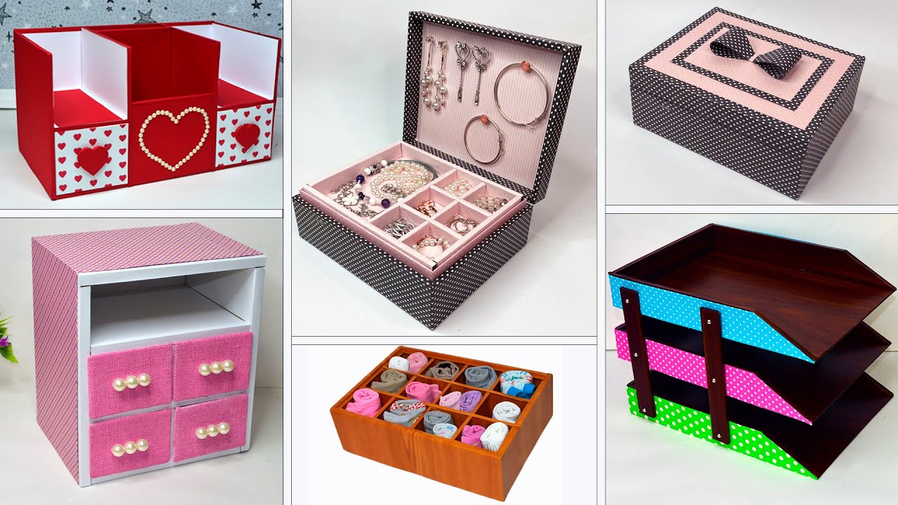 MAKE Your Own Amazing DIY Desk Organizer From Cardboard - YouTube
