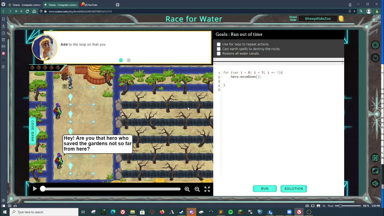 Ozaria - Javascript - Chapter 3 - Module 2 - Race For Water - YouTube