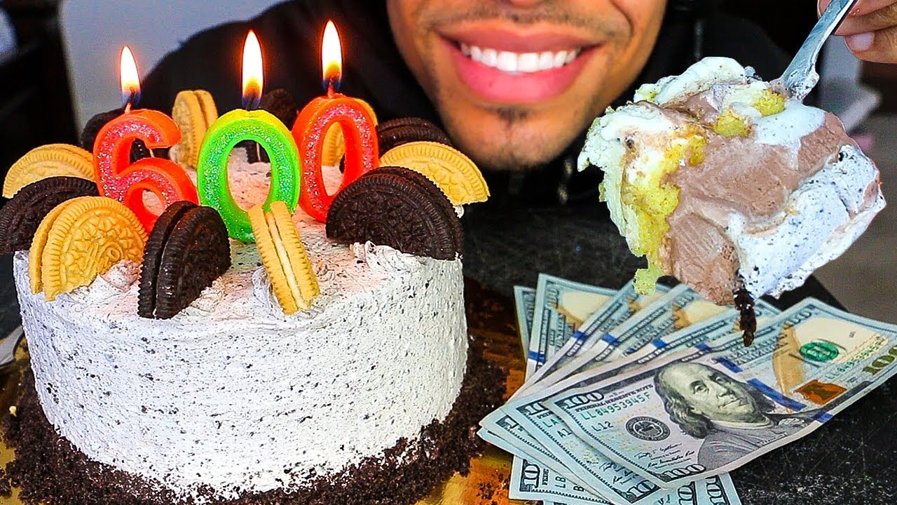 ASMR JERRY 600K SUBSCRIBERS EATING SHOW OREO ICE CREAM CAKE *BIG BITES ...