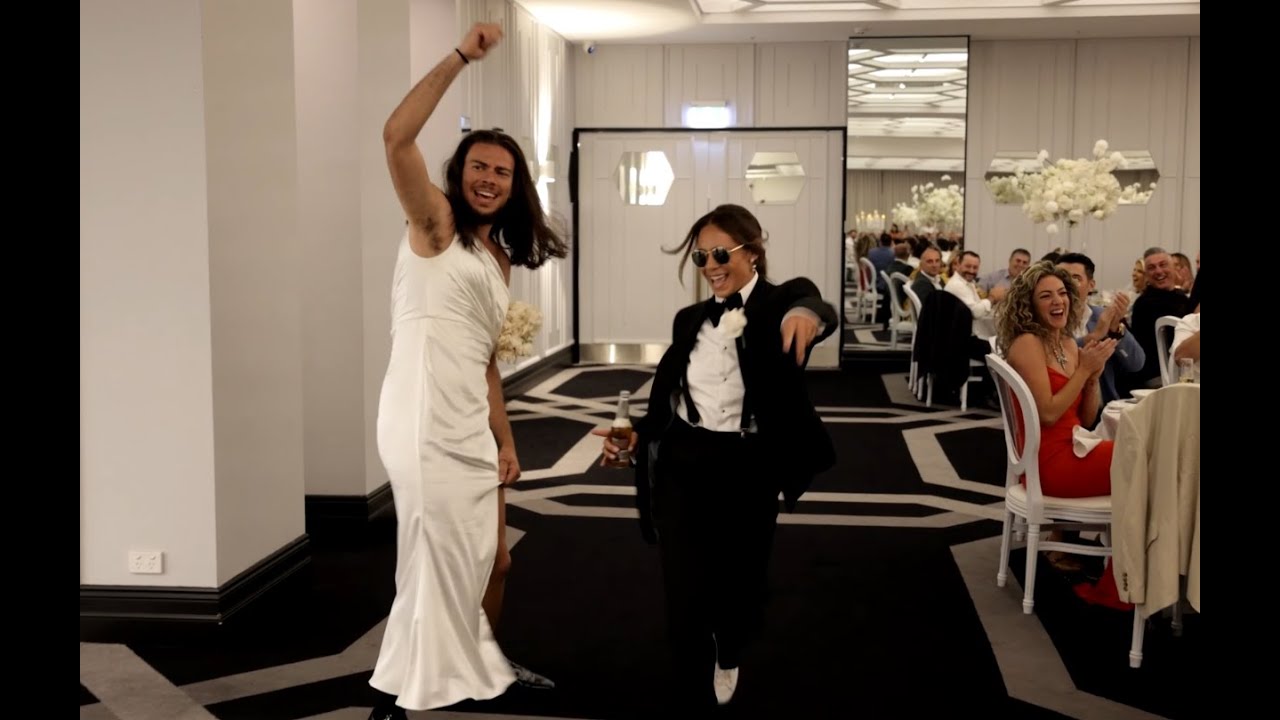 Bridesmaid and Groomsman Swap Outfits for Wedding Reception - YouTube