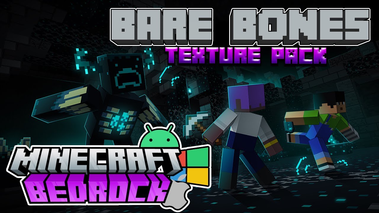 BARE BONES Texture Pack para Minecraft Bedrock 1.20.x - YouTube