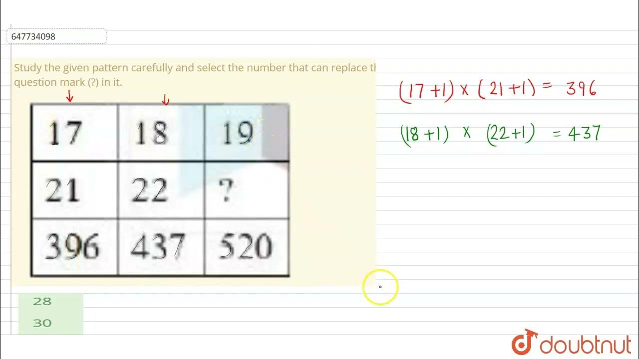 Study the given pattern carefully and select the number that can replace the question mark (?) i ...