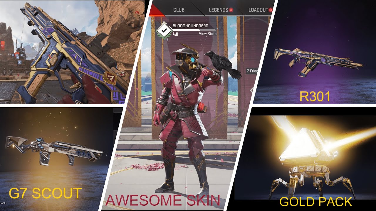 APEX LEGENDS PACS OPENING. GOLD TIER LOOT + BLOODHOUND SKIN AND LANDING ...