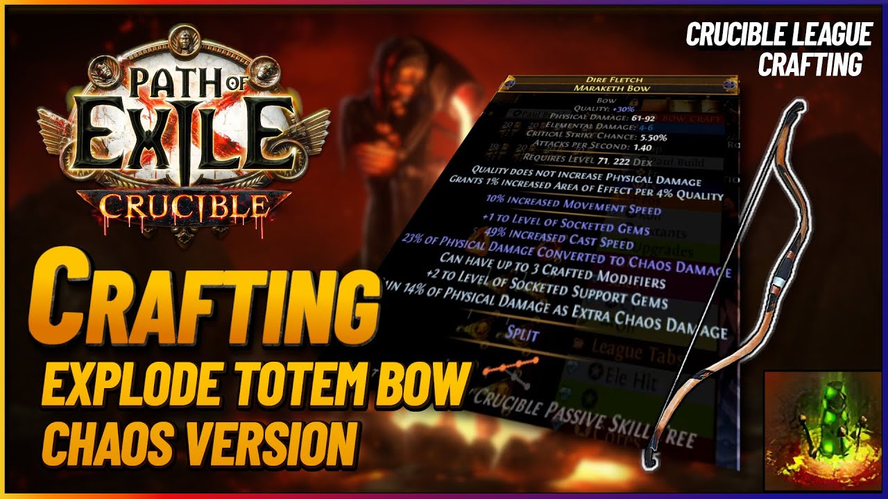PoE 3.21 - Crafting an Explode Totem Bow | Chaos Explode Totems - YouTube